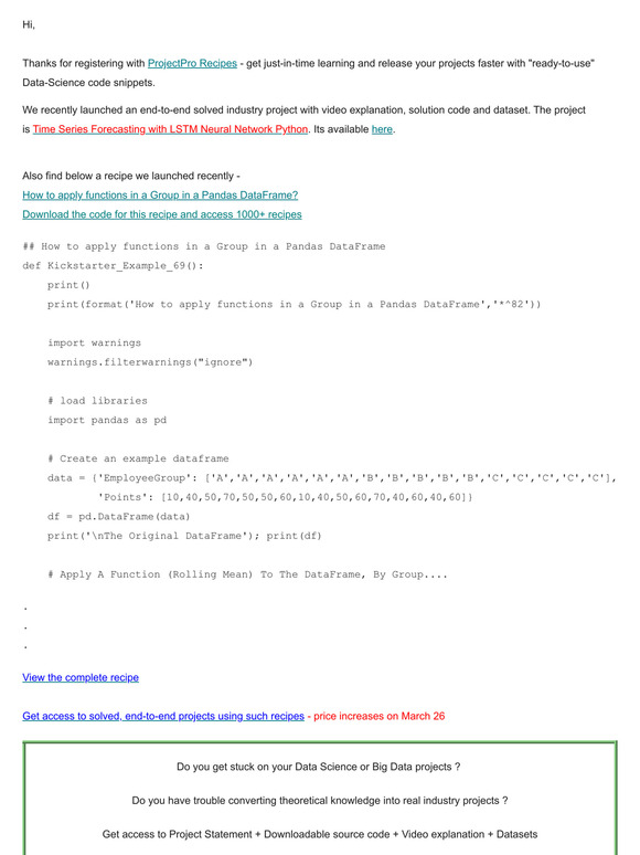ProjectPro: 🌟Your Machine Learning code example - 16: How to apply functions in a Group in a ...