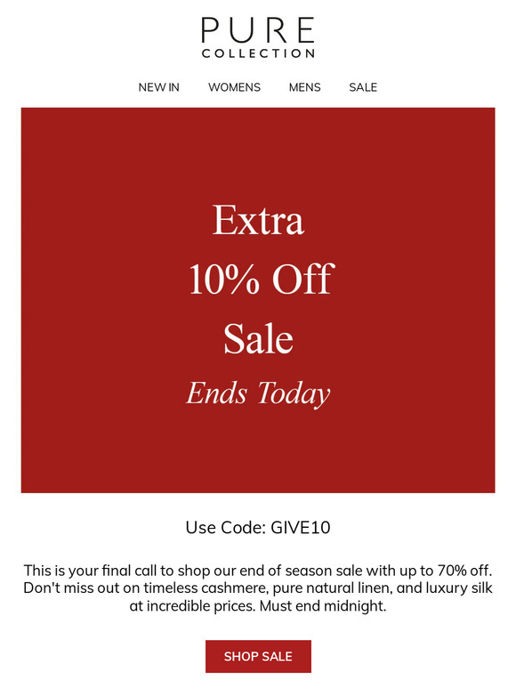 Pure Collection Email Newsletters: Shop Sales, Discounts, and Coupon Codes