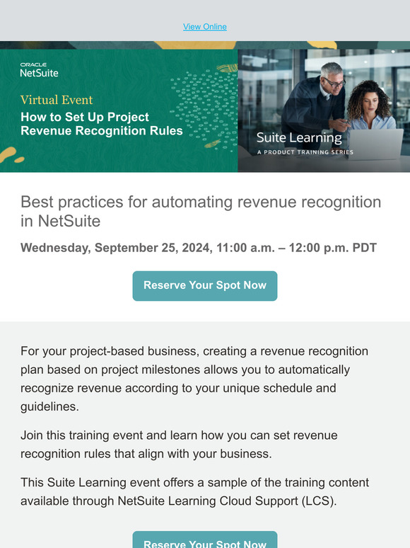 NetSuite: Virtual Event: How to Set Up Project Revenue Recognition ...