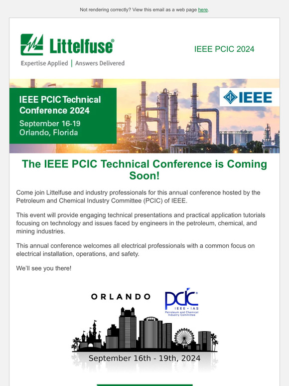 Littelfuse: Join Littelfuse at the IEEE PCIC Technical Conference 2024 ...
