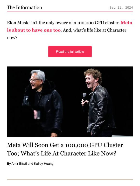 The Information: Meta Will Soon Get a 100,000 GPU Cluster Too | Milled