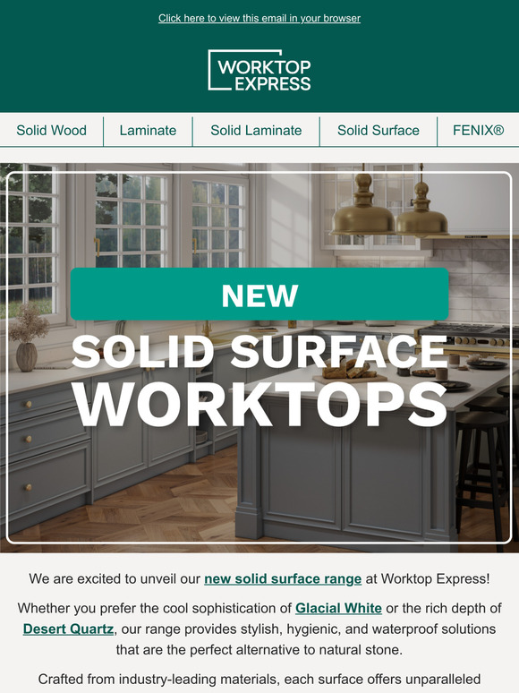 Worktop Express: Discover our new range of Solid Surface Worktops | Milled