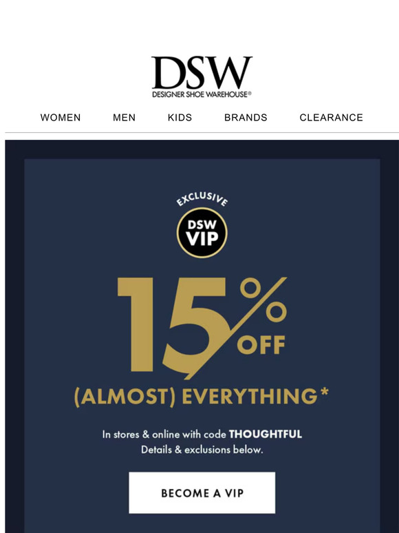 DSW: Today’s the day: 15% off 🥳 | Milled