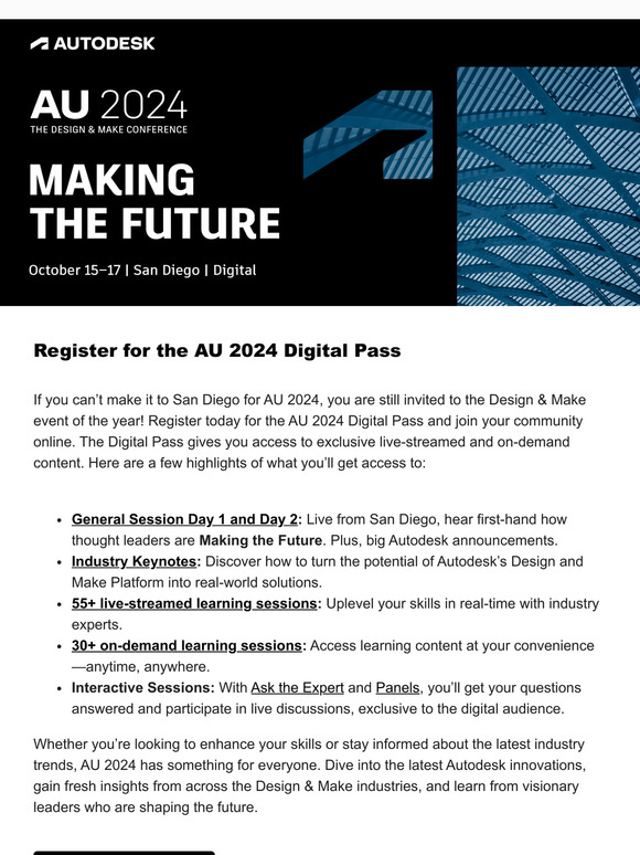 Autodesk: Get your AU 2024 Digital Pass today | Milled
