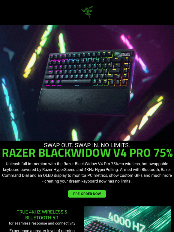 Razer: ⌨️Introducing the All-New Razer Blackwidow V4 Pro 75% | Milled