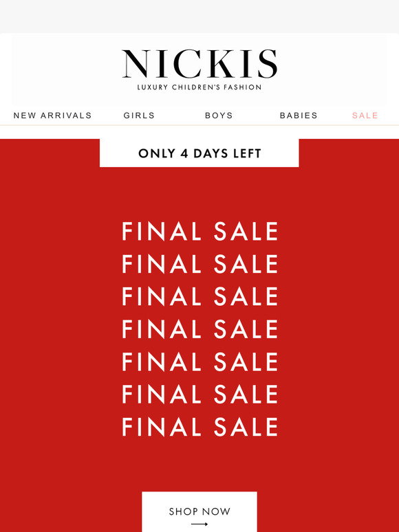 Nickis: FINAL SALE 🚨 Only 4 days left! | Milled