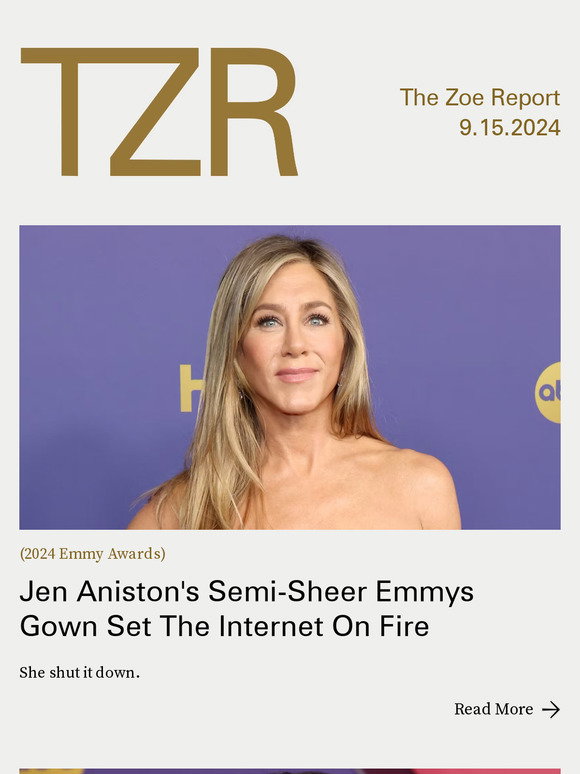 The Zoe Report: Jen Aniston's Semi-Sheer Emmys Gown Set The Internet On ...