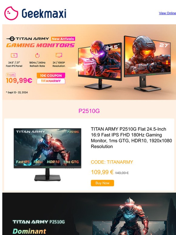Geekmaxi: 🚀 Early Bird: Titan Army Gaming Monitors from 109€! | Milled