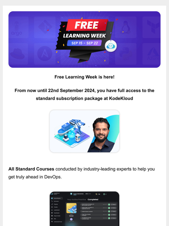 KodeKloud: KodeKloud's Free Learning Week Starts Today! | Milled