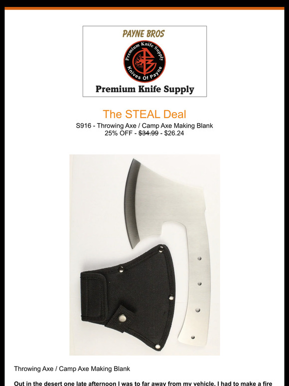 PremiumKnifeSupply.com: 25% OFF THE Throwing Axe / Camp Axe Making ...