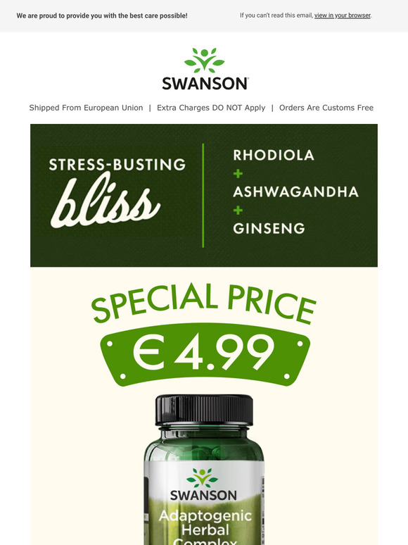 Swanson Vitamins: Swanson Adaptogenic Herbal Complex for €4.99! | Milled