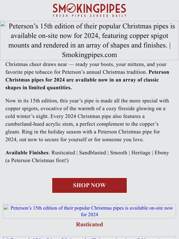 Smokingpipes: Experience Christmas Cheer | Peterson Christmas Pipes ...