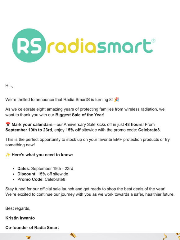 Radia Smart: Radia Smart® Turns Eight! The Biggest Sale of the Year ...
