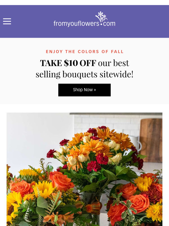 From You Flowers: $10 Off Fall Flowers: Hand Delivered Today! | Milled