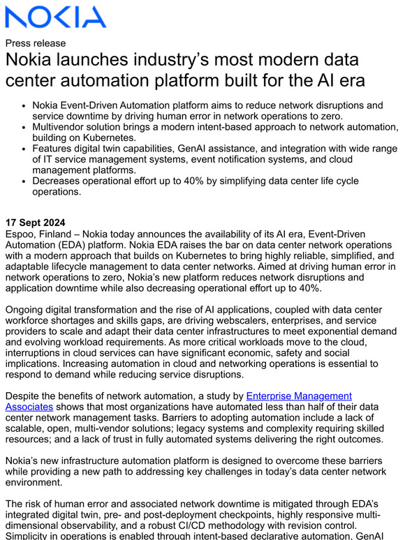 Withings: Nokia launches industry’s most modern data center automation ...