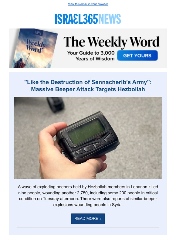 Israel365: “Like the Destruction of Sennacherib’s Army”: Massive Beeper ...