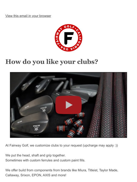 Fairway Golf, Inc.: 🎥We build custom clubs at Fairway Golf! | Milled