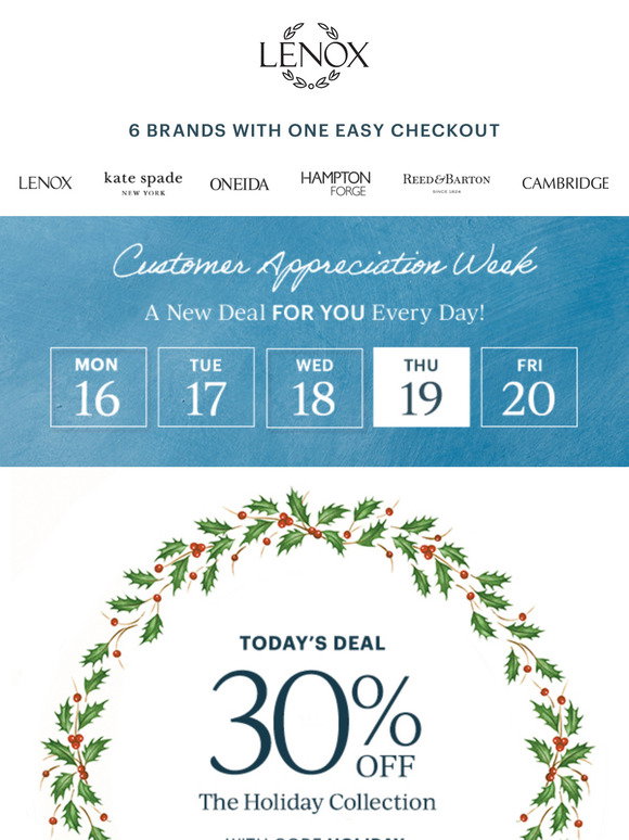 Lenox: Today: 30% Off Holiday Collection | Milled