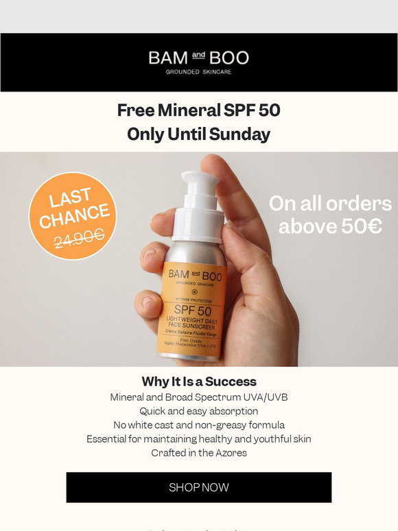 BAM and BOO: Last Chance 🎁 Exclusive SPF50 | Milled