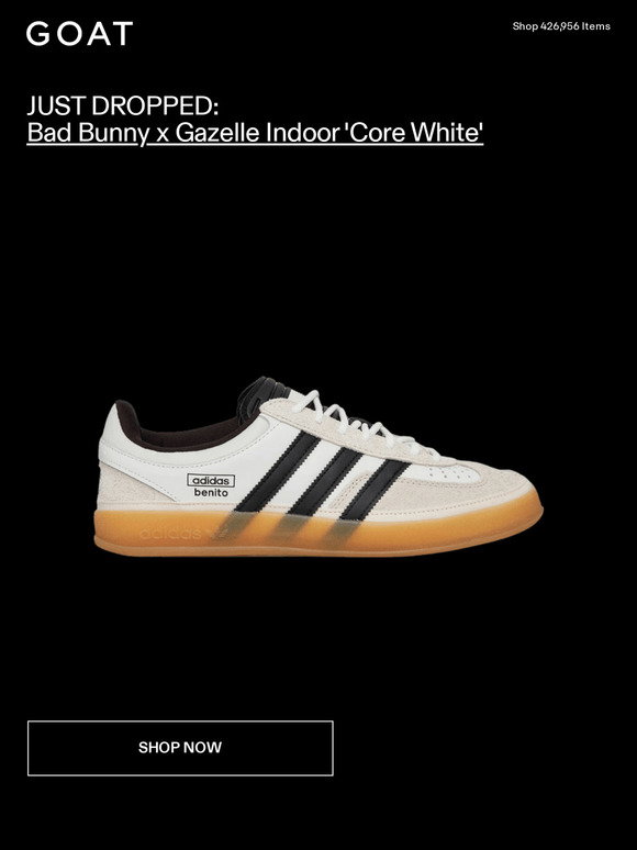 GOAT: [SEED] JUST DROPPED: Bad Bunny x Gazelle Indoor 'Core White' | Milled