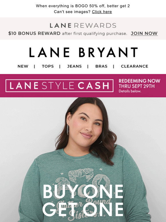 Lane Bryant: Pro tip: stack your LANE STYLE CASH w/ BOGO 50% OFF | Milled