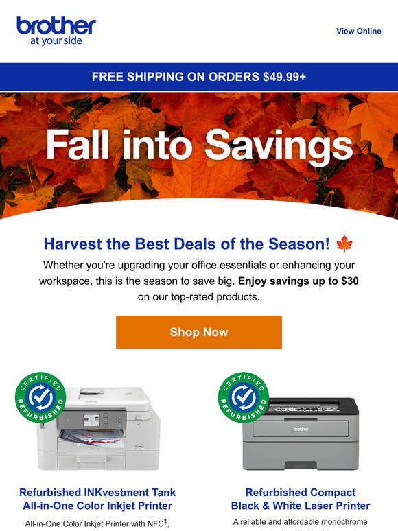 Brother: Crisp Prints, Crisp Deals: Fall Into Savings Now!🍂 | Milled