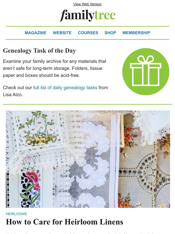 Family Tree Magazine: Heirlooms: How to Care for Them and Store for the ...