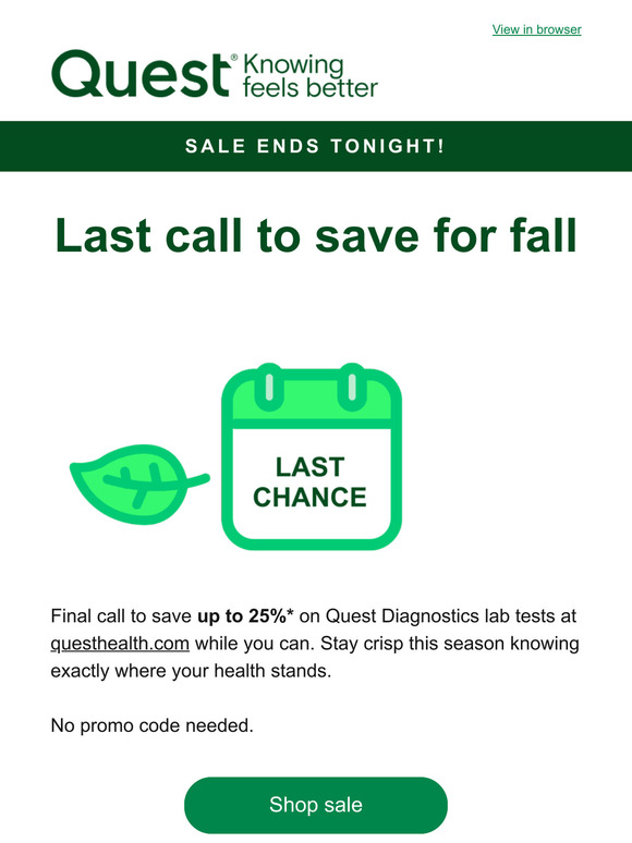 Quest (Lab Testing): Up to 25% off lab tests ends today ⏰ | Milled