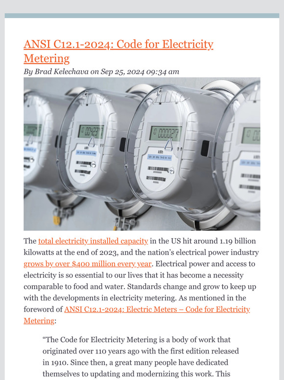 ANSI: New from the ANSI Blog: ANSI C12.1-2024: Code for Electricity ...