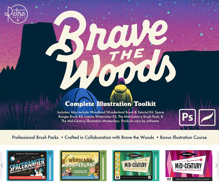 RetroSupply: [NEW BUNDLE] Brave the Woods Complete Illustration Toolkit ...
