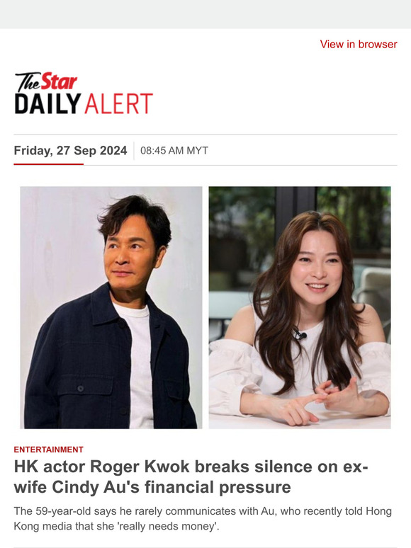 The Star: HK actor Roger Kwok breaks silence on ex-wife Cindy Au' s financial pressure | Strong ...
