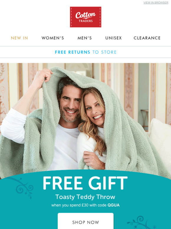 Cotton Traders: Don't wait around, your free Toasty Teddy Throw is here ...