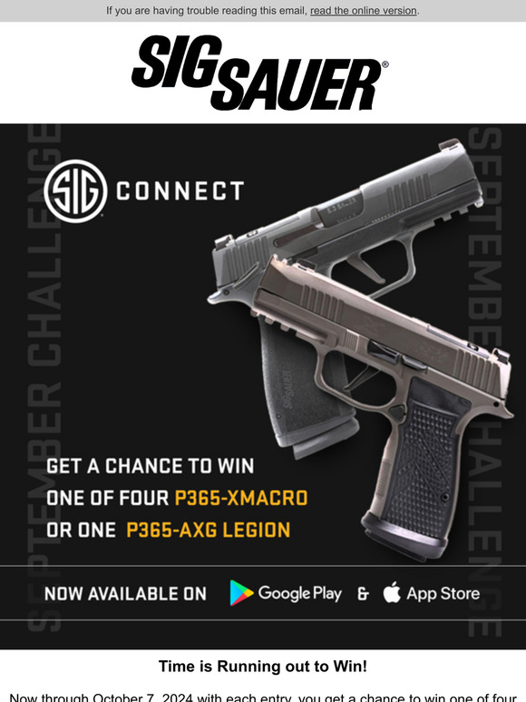 SIG SAUER: Time's Running Out: Win a P365-XMACRO or P365-AXG LEGION ...