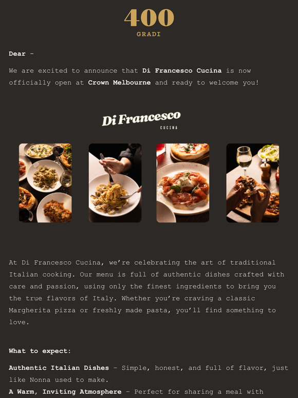 400 Gradi: Di Francesco Cucina is NOW OPEN at Crown Melbourne 🍝 | Milled