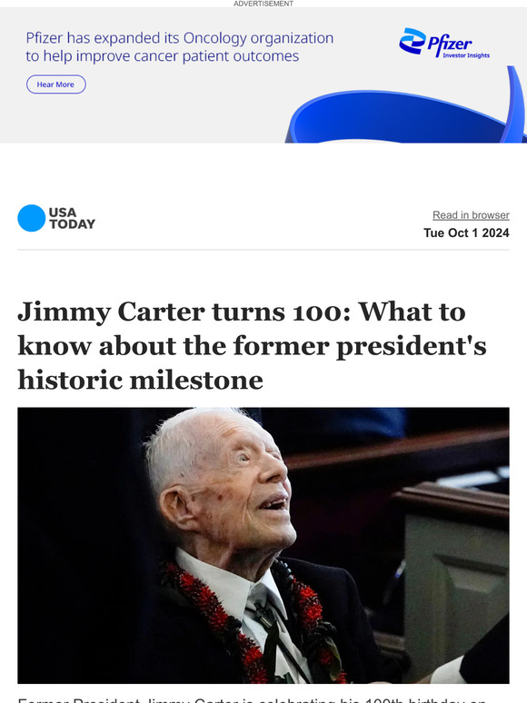 USA TODAY: Top Stories: Jimmy Carter turns 100, marking another ... USA TODAY: Top Stories: Jimmy Carter turns 100, marking another ...