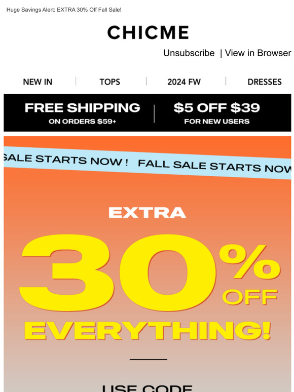 Chicme Email Newsletters: Shop Sales, Discounts, and Coupon Codes