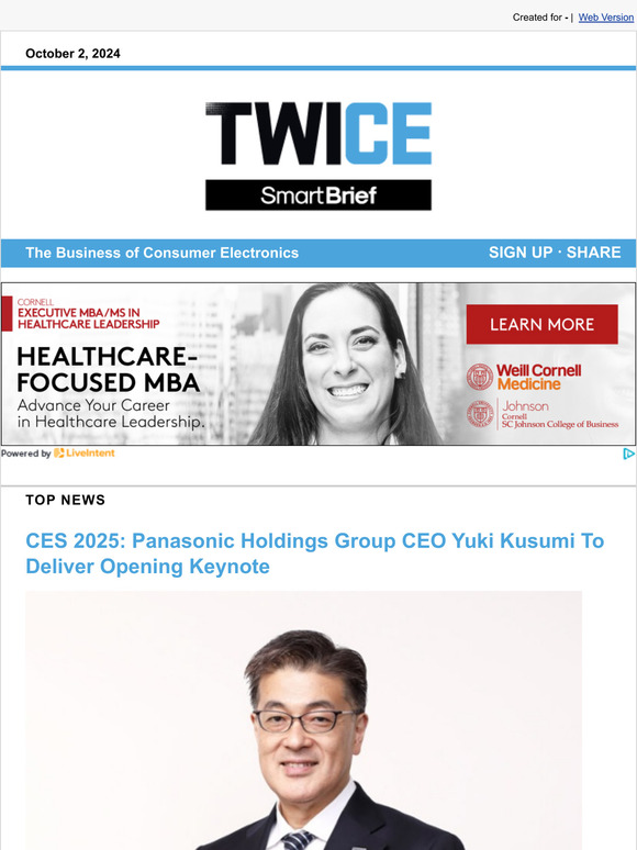 TWICE: CES 2025: Panasonic Holdings Group CEO Yuki Kusumi To Deliver ... TWICE: CES 2025: Panasonic Holdings Group CEO Yuki Kusumi To Deliver ...