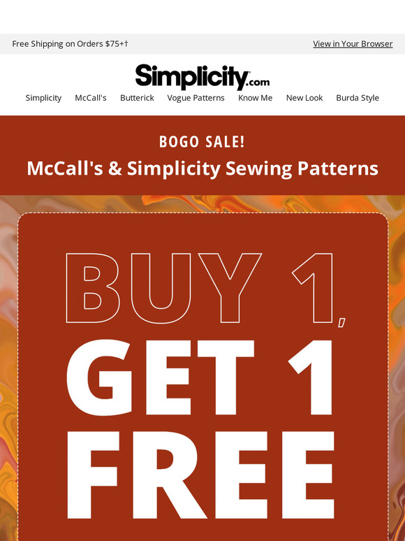 Simplicity Patterns: BOGO FREE McCall's & Simplicity Patterns! | Milled