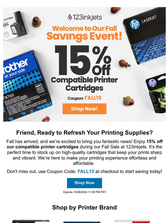 123inkjets.com: Print the Colors of Fall: 15% Off Ink, Code FALL15 | Milled