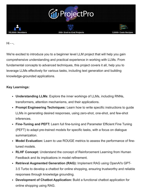 ProjectPro: Build and Fine-Tune Your First LLM Chatbot Model with ...