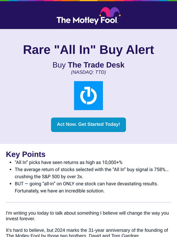 Motley Fool All In Buy Alert