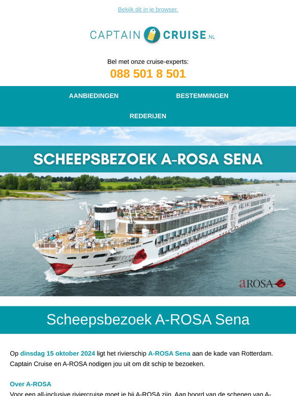 Captain Cruise: Uitnodiging: Scheepsbezoek A-ROSA Sena | Milled