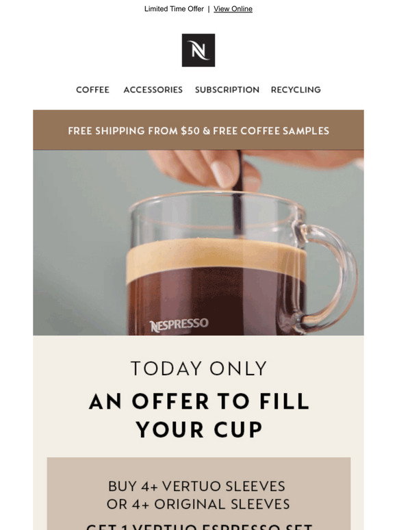 Nespresso: —, claim your FREE Espresso set today! | Milled