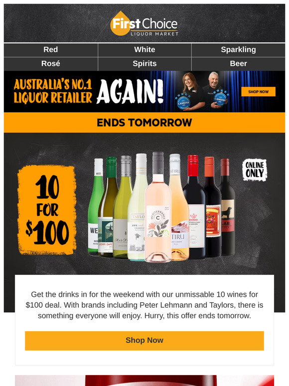 First Choice Liquor: —, 10 wines for $100 is back! | Milled