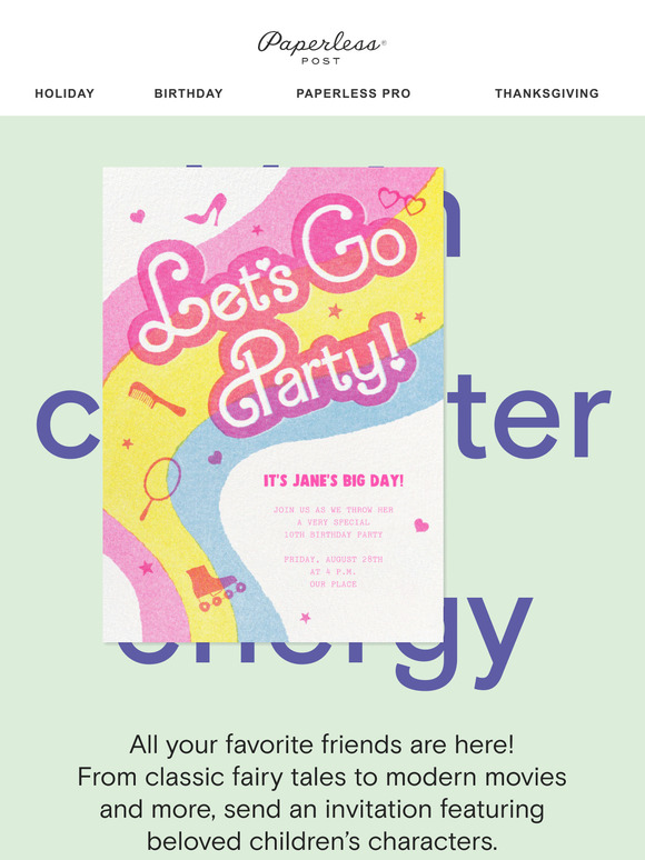 Paperless Post: Invitations with beloved characters | Milled