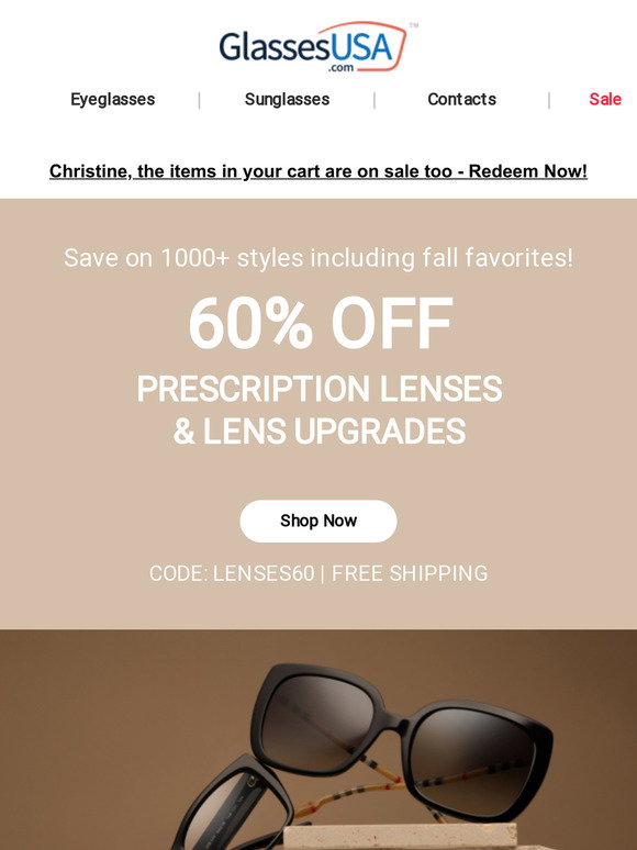 GlassesUSA: 🍂 Save on fall styles & more: 60% off lenses & lens ...