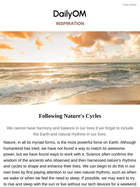 DailyOM: Following Nature's Cycles | Milled