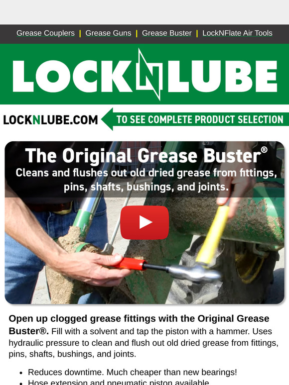 LockNLube: Open up clogged grease fittings with the Grease Buster! | Milled