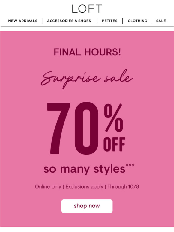 Loft: Last chance to enjoy 70% OFF | Milled