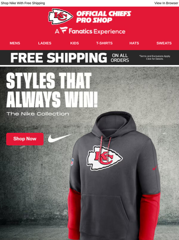 Kansas City Chiefs Shop: Chiefs Nike Styles -- The Official Fan Look ...